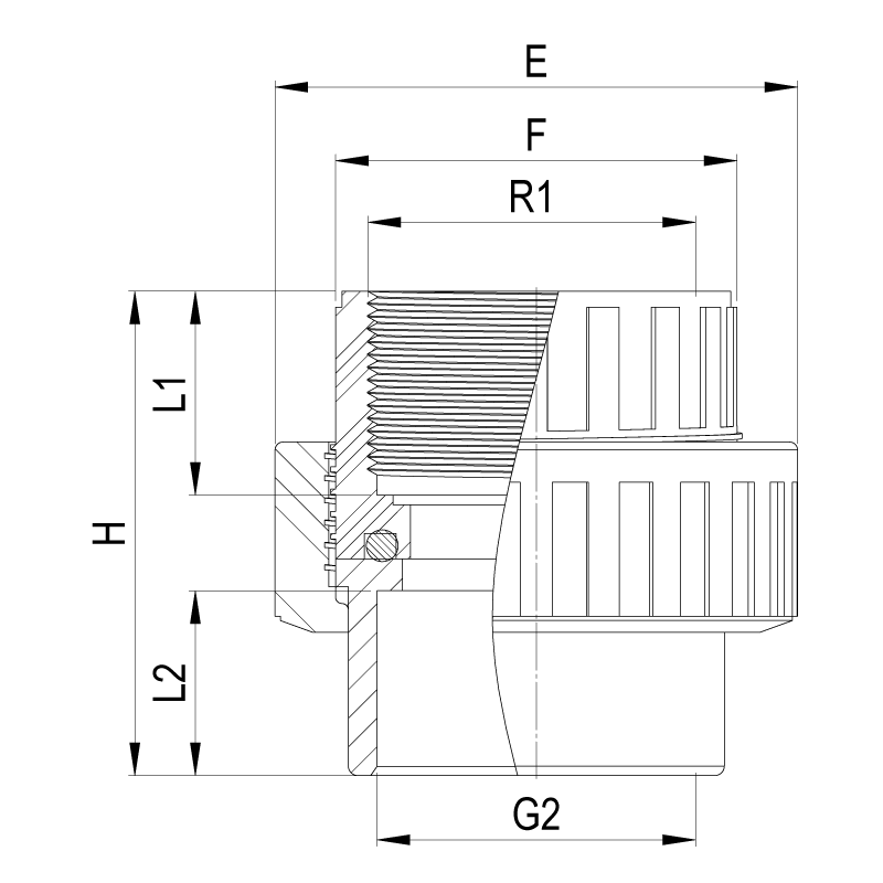 Fitvalf u-pvc one side threaded union