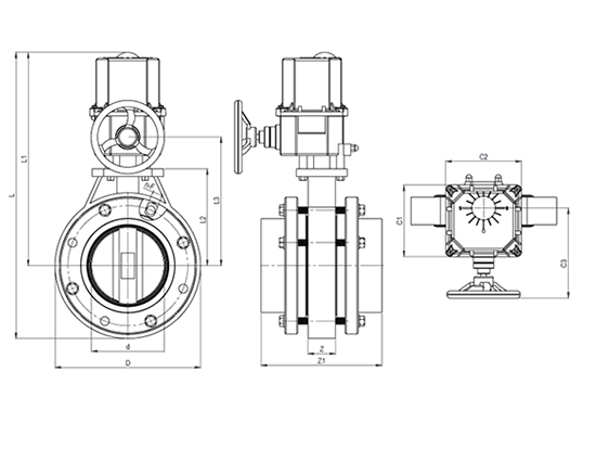 Fitvalf u-pvc motorized butterfly valve flywheel - on/off