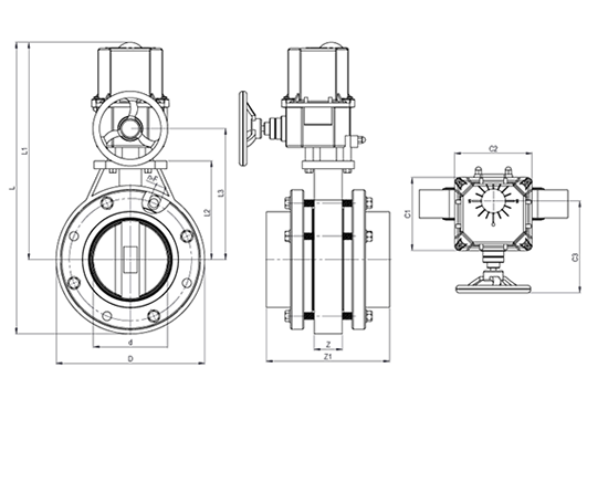 Fitvalf u-pvc motorized flanged butterfly valve flywheel - on/off